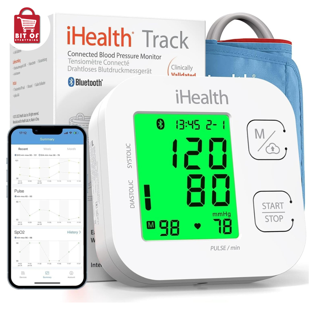 iHealth Track Smart Upper Arm Blood Pressure Monitor with Wide Range C ...
